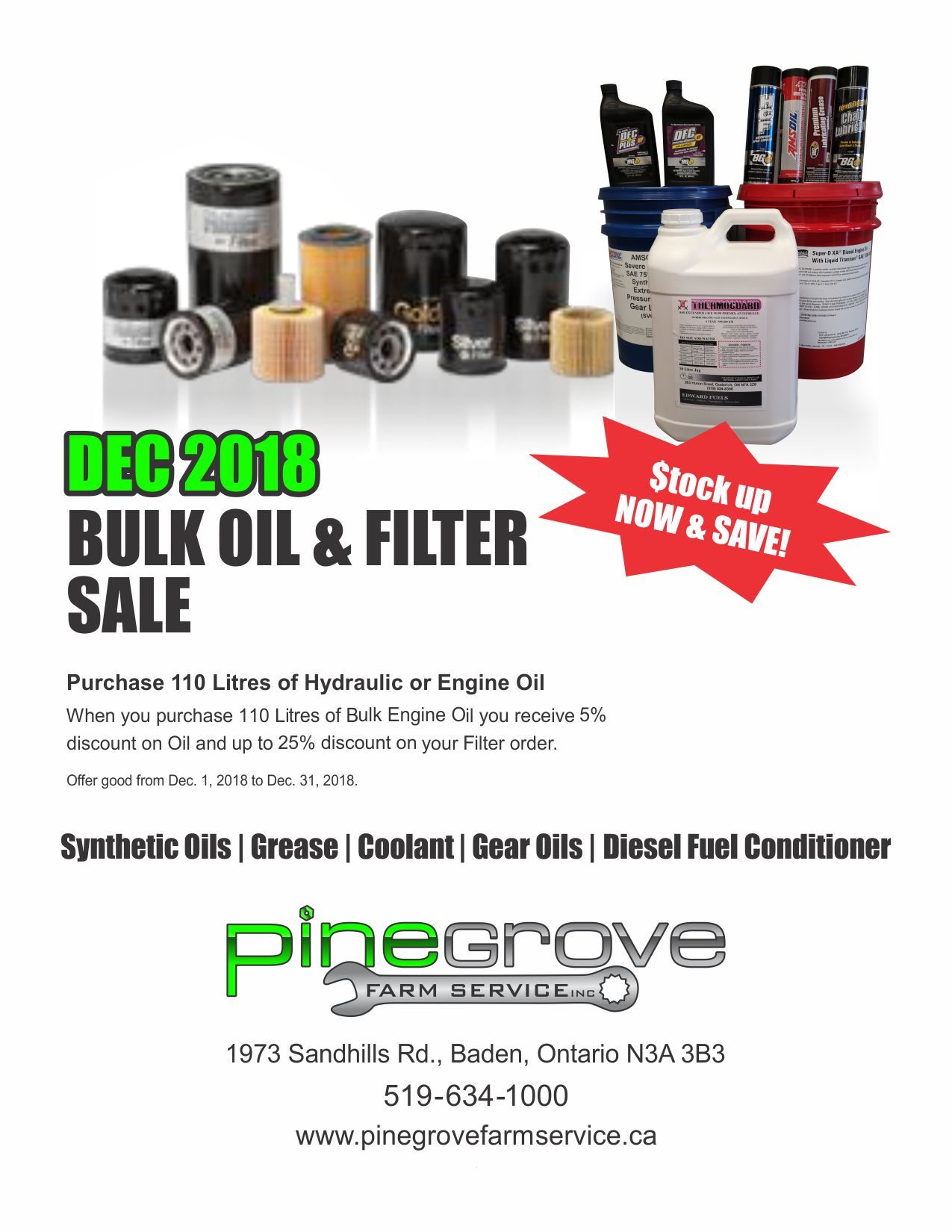Oil & filter Sale 2018 - PineGrove Farm Service